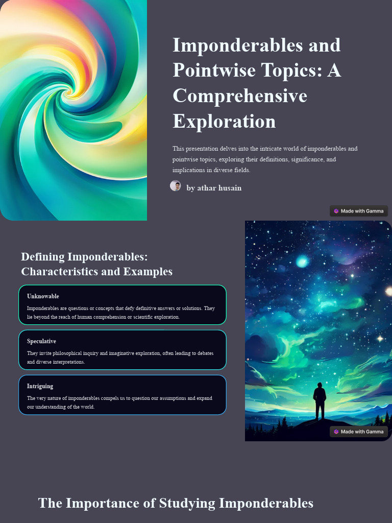 Imponderables and Pointwise Topics A Comprehensive Exploration | PDF ...