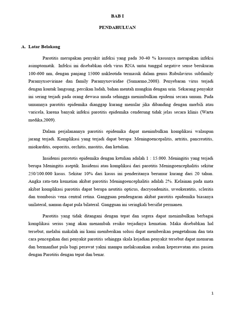 Parotitis: Penyebab, Gejala, dan Pencegahan | PDF