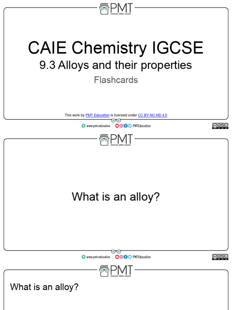 9.3 Alloys and Their Properties Flash Card | PDF | Alloy | Metals