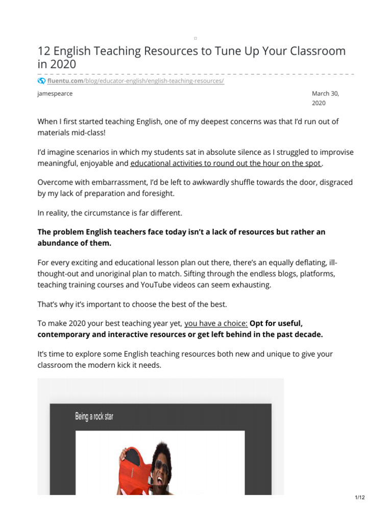 12 English Teaching Resources To Tune Up Your Classroom | PDF ...