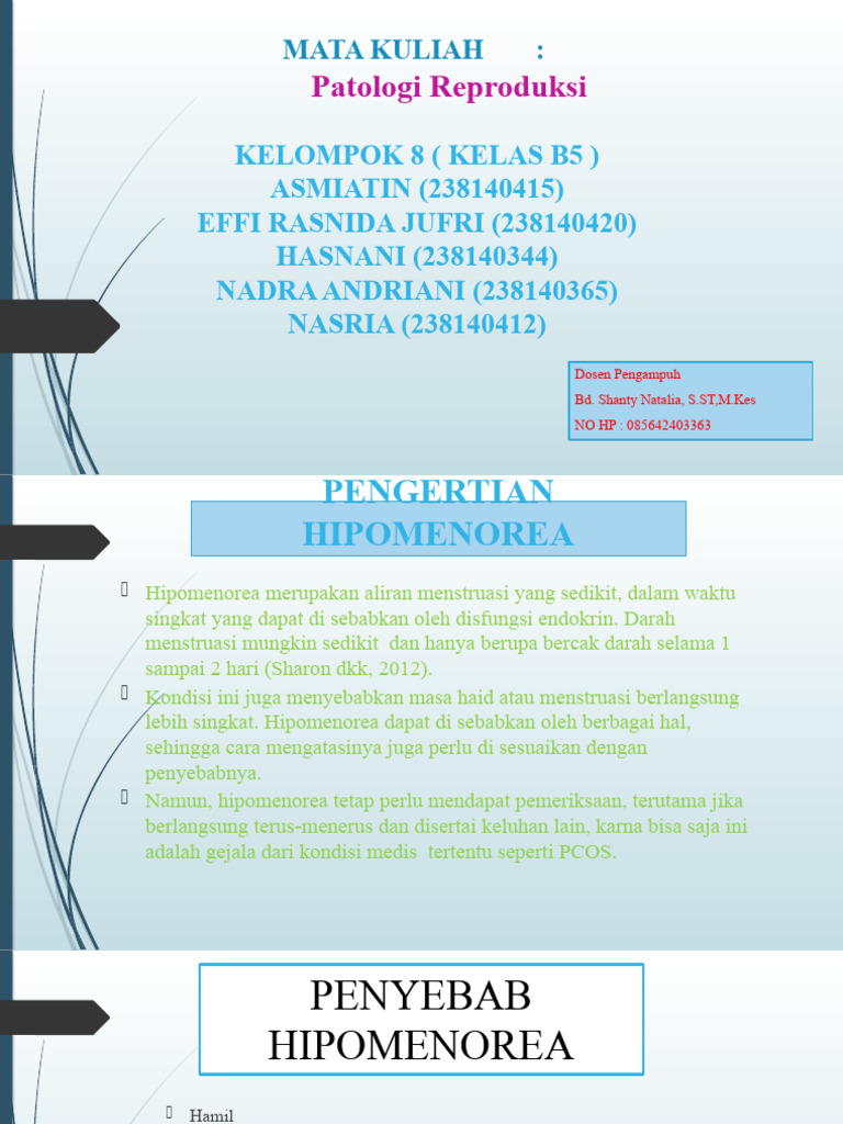 Penyebab dan Pengobatan Hipomenorea | PDF