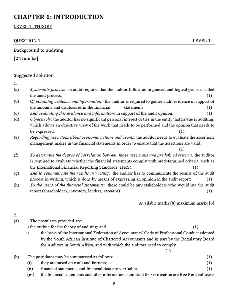 CGAU01-OS Intro To Auditing Chapter 1 Question 1 - OLX Incorporated Suggested Solution | PDF ...