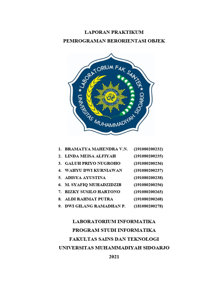 Laporan Praktikum Pemrograman Berorientasi Objek | PDF