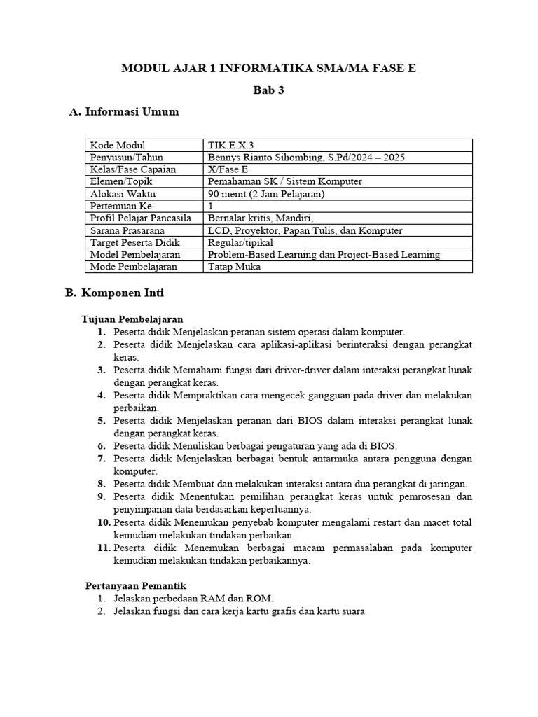 Perangkat Modul Ajar Informatika - Bab 3 | PDF