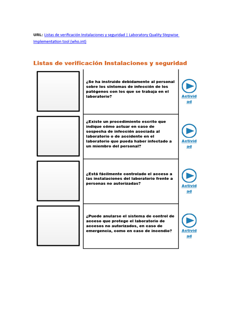 Checklist OMS | PDF | Laboratorios | Residuos