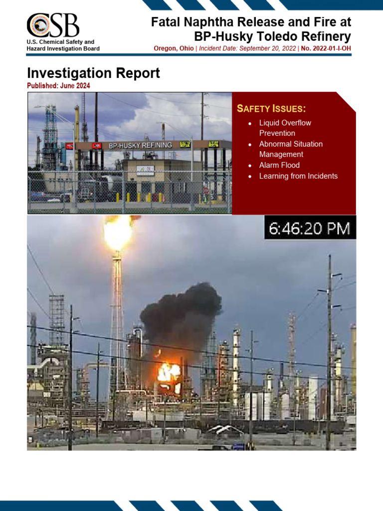BP-Husky Toledo Refinery Naphtha Fire Report | PDF | Oil Refinery | Bp