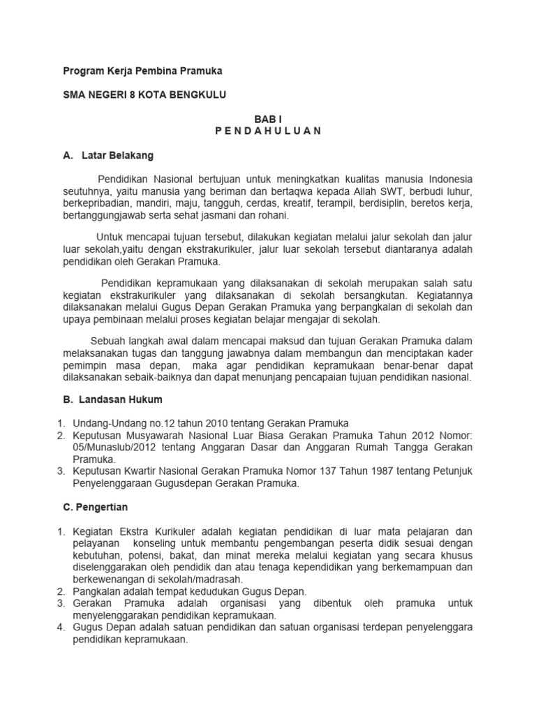 Program Kerja Pembina Pramuka Vita | PDF