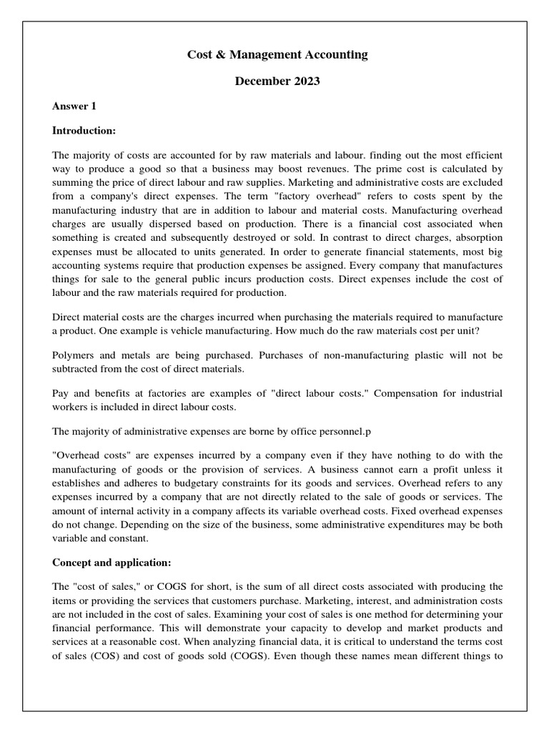 Cost & Management Accounting | PDF | Cost Of Goods Sold | Turnover (Employment)