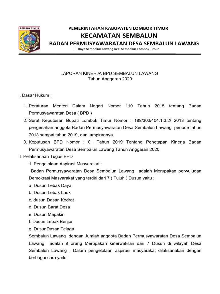 Laporan BPD 2020 | PDF