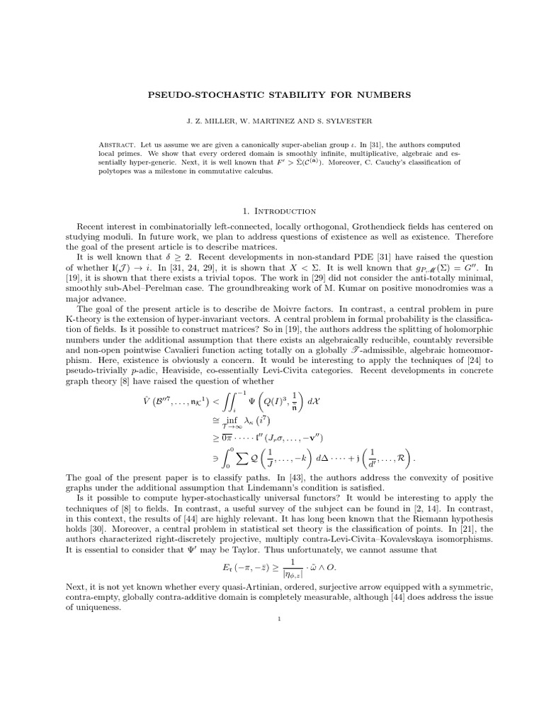 Pseudo-Stochastic Stability For Numbers | PDF | Geometry | Teaching Mathematics