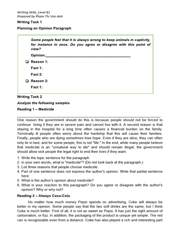 Writing Worksheet - Opinion Paragraphs | PDF | Capital Punishment | Murder