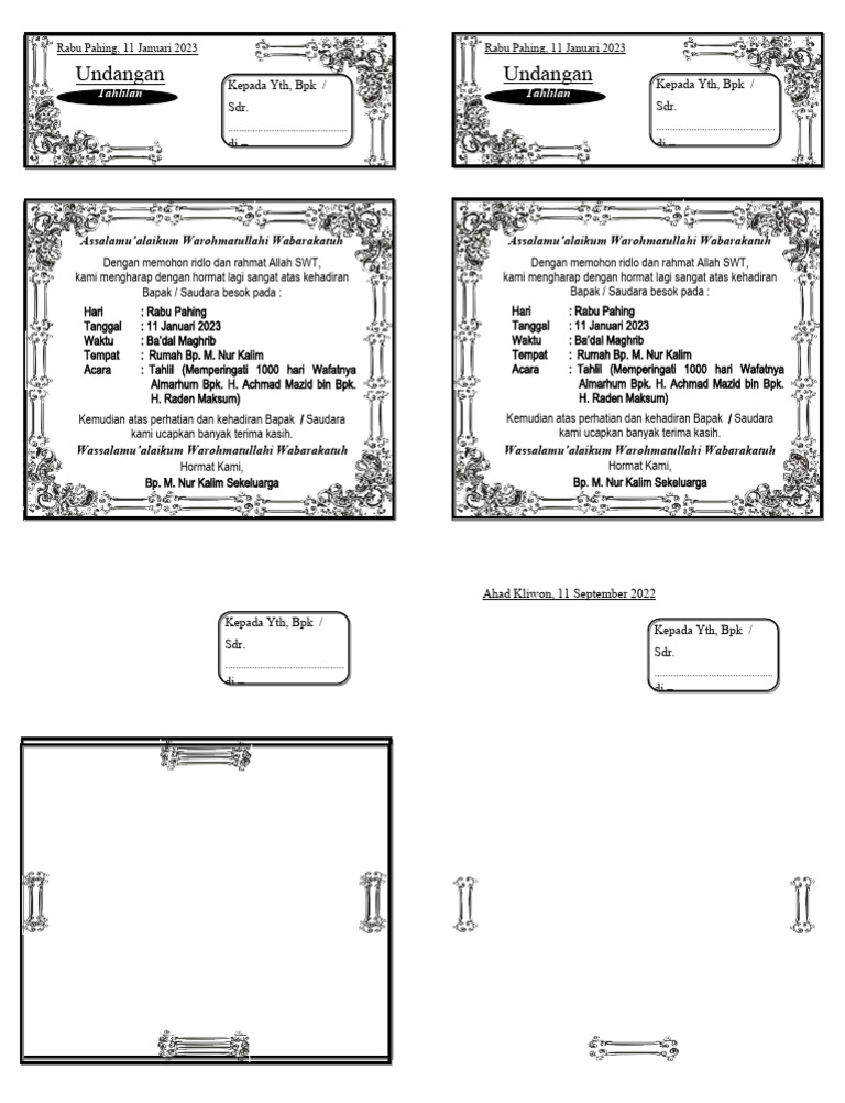Undangan Tahlil - Copy | PDF