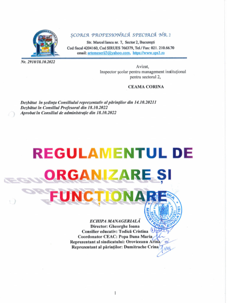 Regulament Intern - ROF-4 | PDF