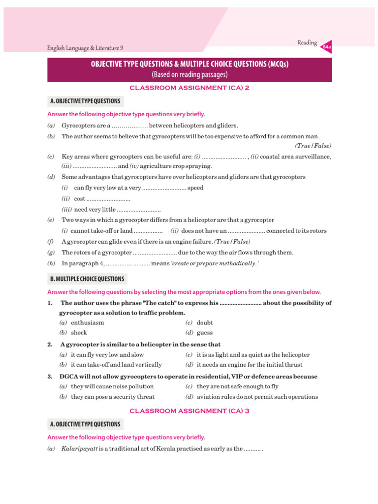 Module 1 (Reading) Objective Type Questions | PDF | Asteroid | Sky