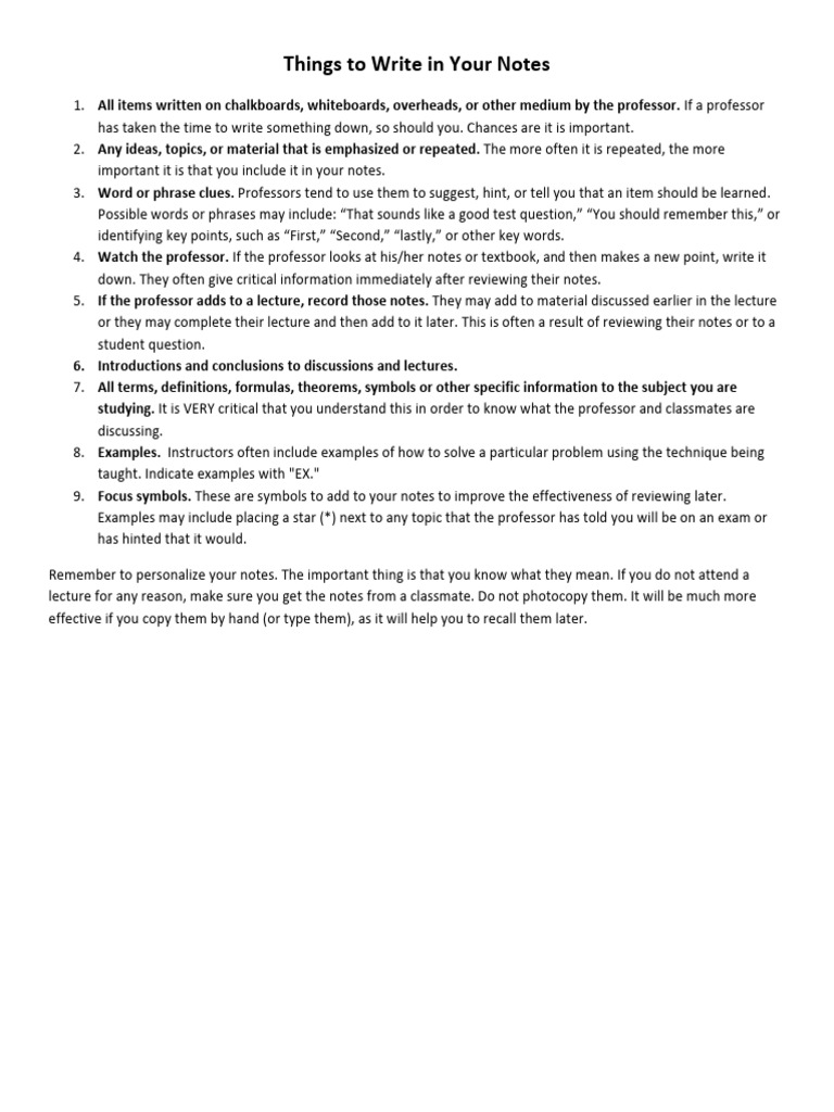 Essential Note-Taking Tips | PDF | Cognition | Cognitive Science