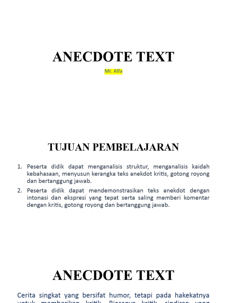 Struktur dan Analisis Teks Anekdot | PDF