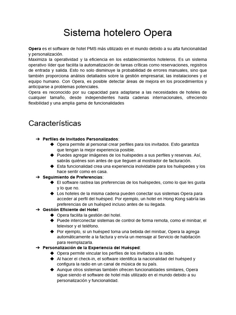 Análisis sistema Opera | PDF | Hotel | Software
