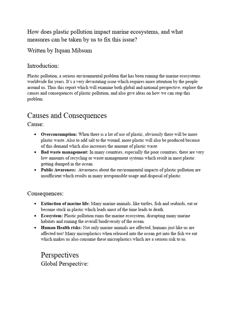 How Does Plastic Pollution Impact Marine Ecosystems | PDF | Pollution ...