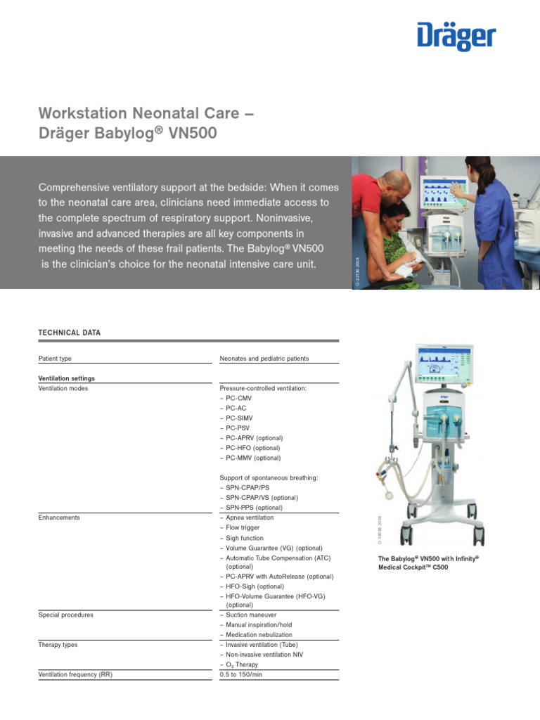 Babylog VN500 | PDF | Respiratory System | Pulmonology