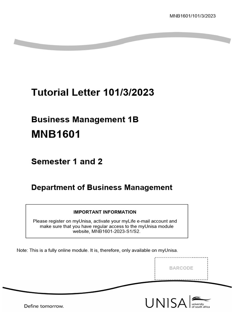 mnb1601 Tutorial Letter | PDF | Libraries | Educational Technology
