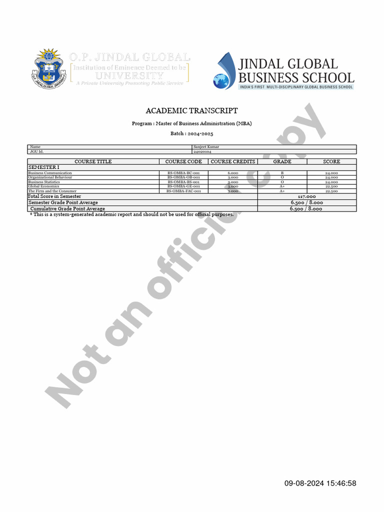 transcript_report (1) | PDF | Master Of Business Administration ...