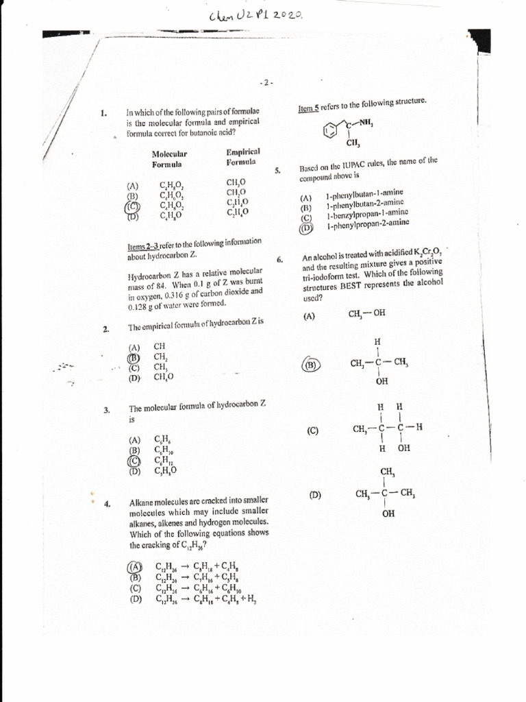 Cape Chemistry U2 P1 May-June 2020 With Answers | PDF