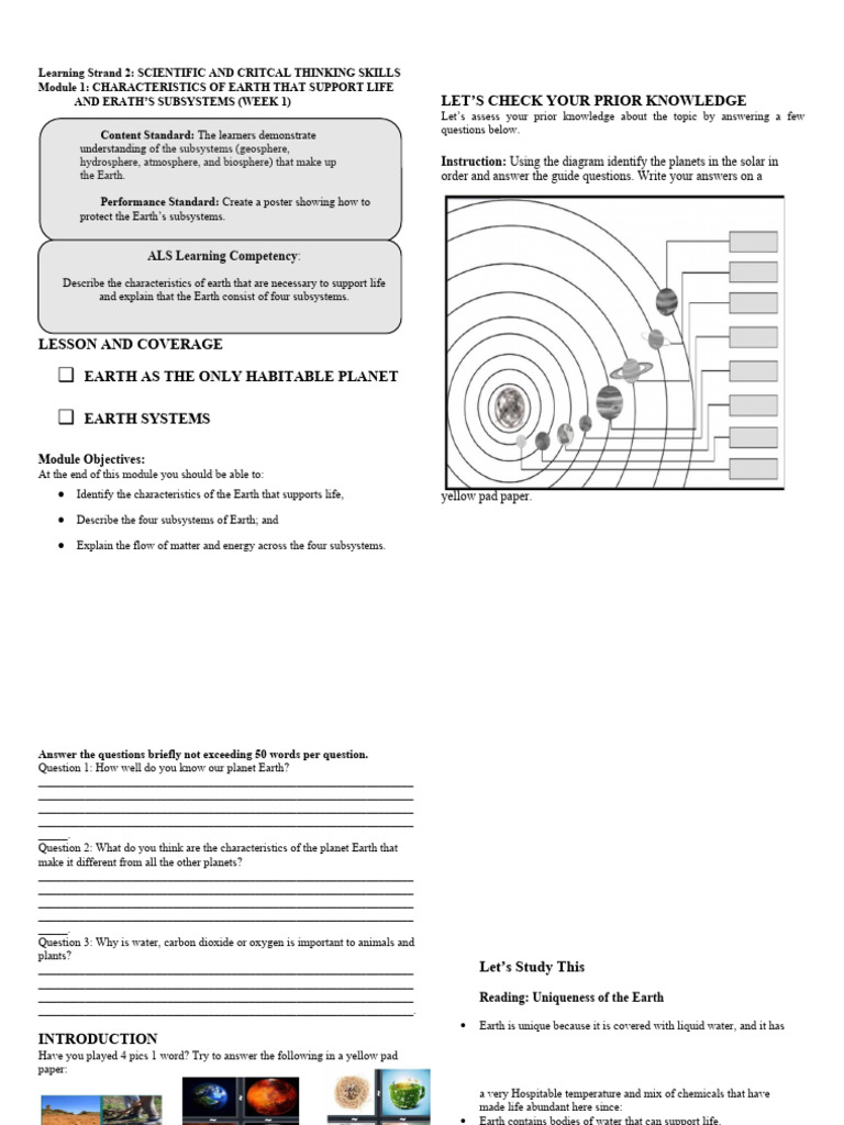 Earth: The Goldilocks Planet | PDF | Earth Sciences | Earth