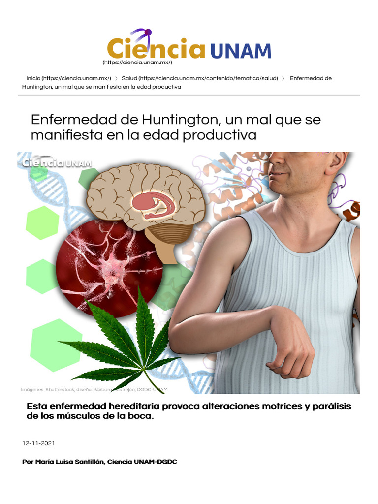 Enfermedad de Huntington, Un Mal Que Se Manifiest | PDF | Mutación | Gene