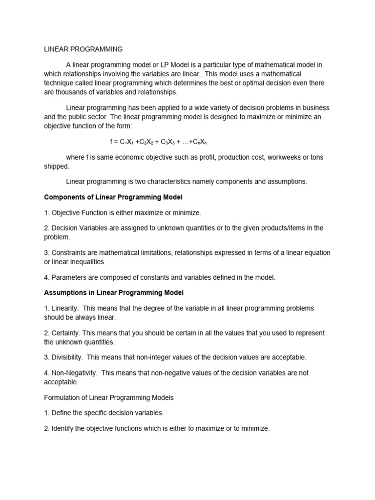 Linear Programming - Module | PDF | Linear Programming | Variable ... Linear Programming - Module | PDF | Linear Programming | Variable ...