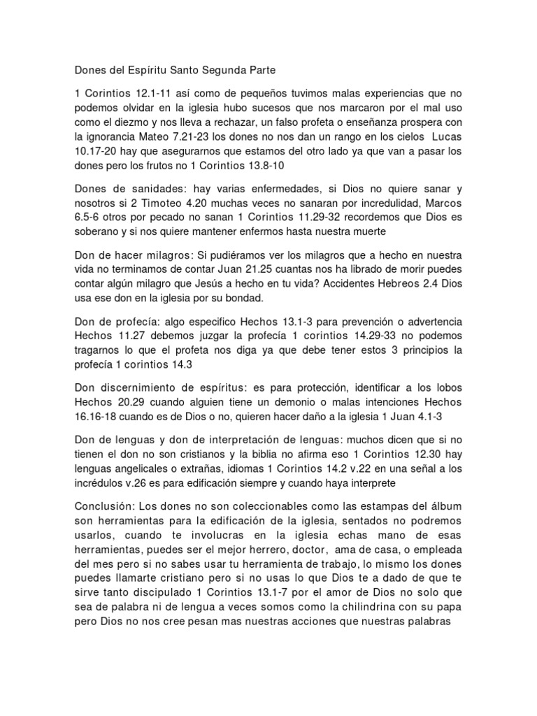 Dones del Espíritu Santo: Uso y Propósito | PDF