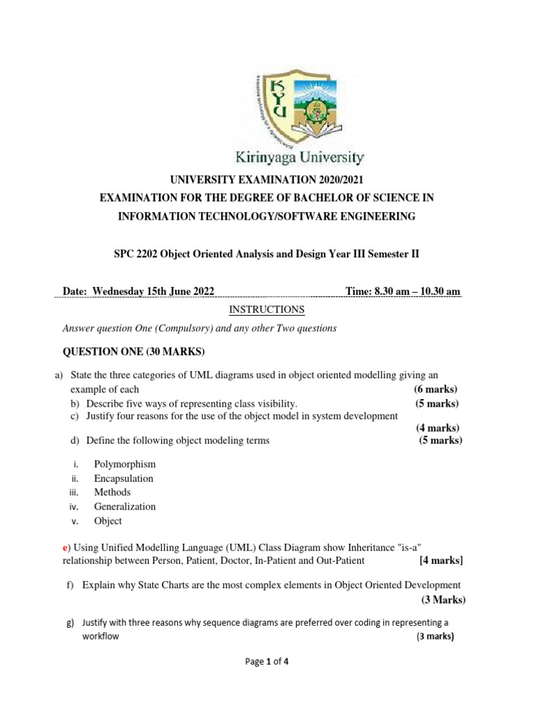 SPC 2202 Object Oriented Analysis and Design Year III Semester II | PDF | Books | Object ...