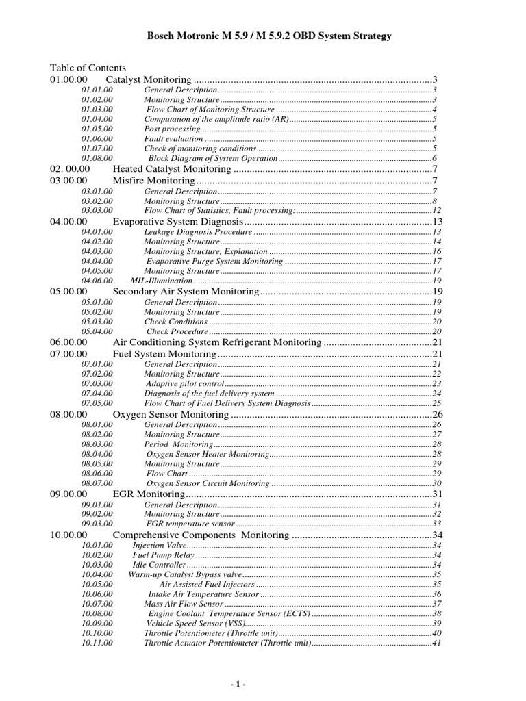 Bosch Motronic M 5.9_ M 5.9.2 OBD System Strategy | PDF | Throttle ...