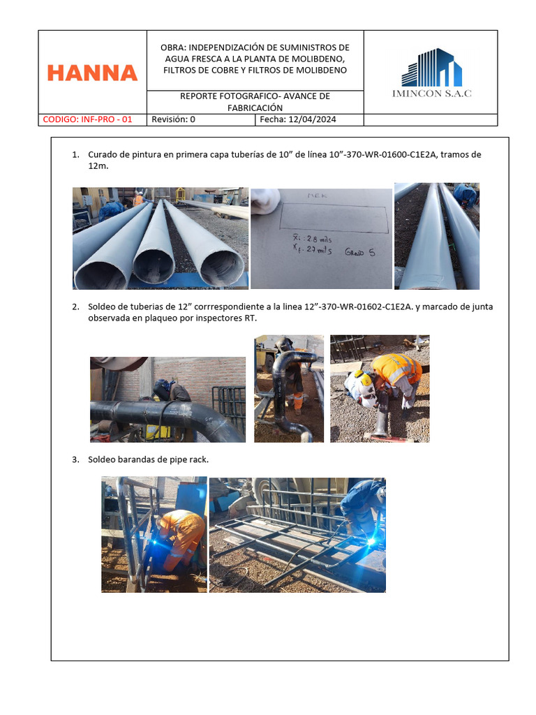 Reporte Diario 12-04 SAGF | PDF | Soldadura | Construcción