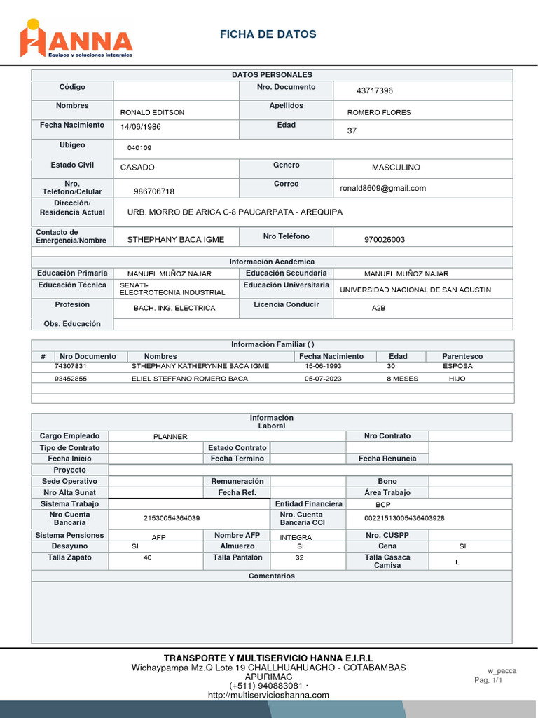 FichaDeDatos 2345 | PDF
