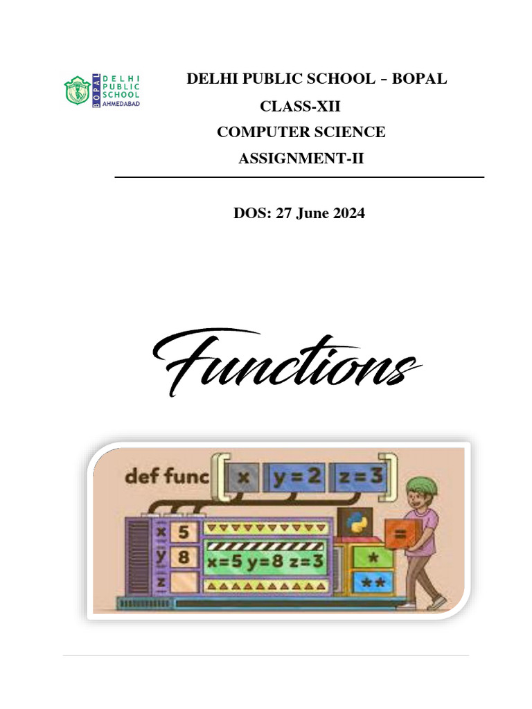 Functions Notes And Assignment2 Cl12 1 Pdf Parameter Computer Programming Scope