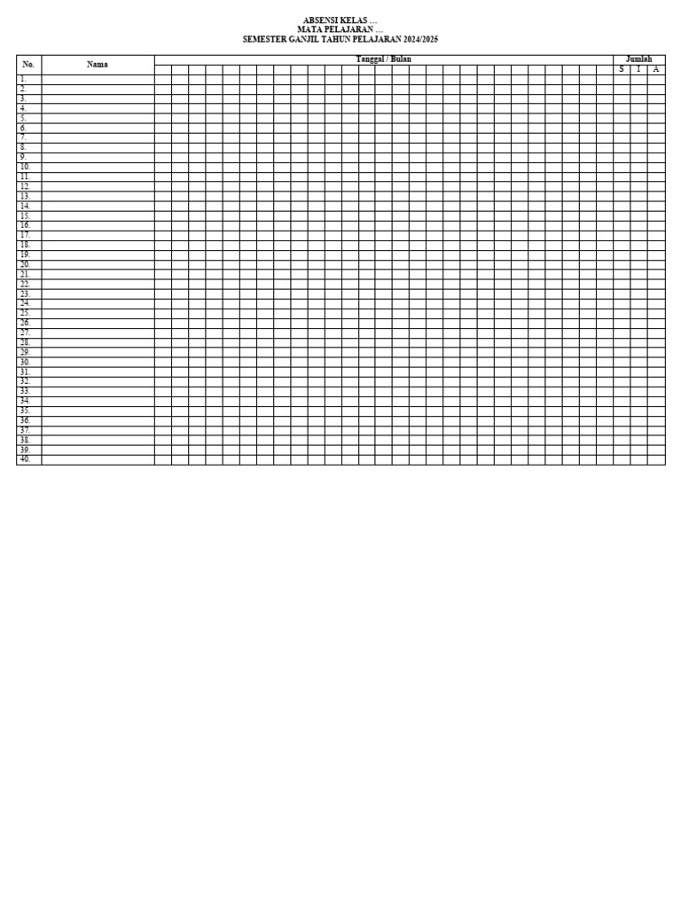 Format Absensi A4 | PDF
