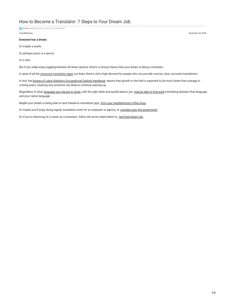 How to Become a Translator 7 Steps to Your Dream Job | PDF ...