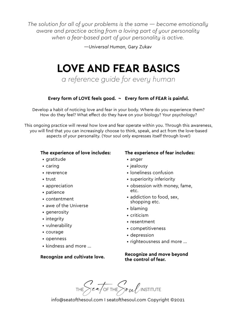 SOTSI Love and Fear Basics | PDF | Love | Fear