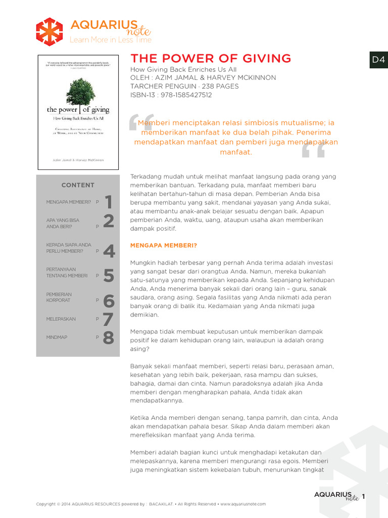 Manfaat Memberi untuk Kehidupan Positif | PDF