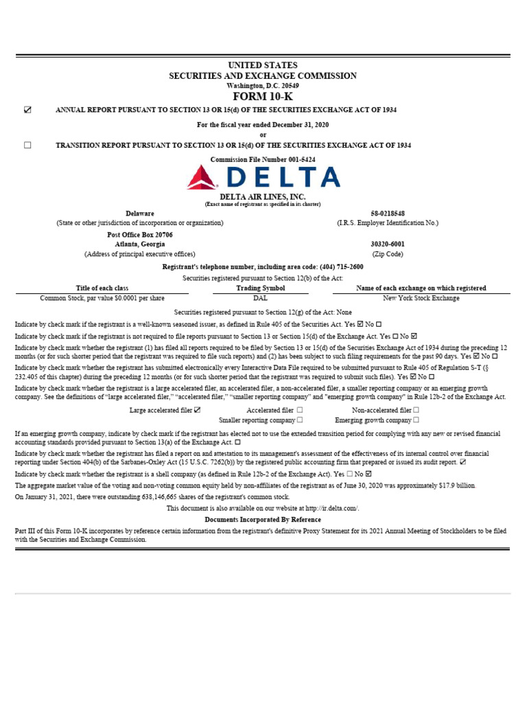 Nyse Dal 2020 | PDF | Airlines | Airline Hub