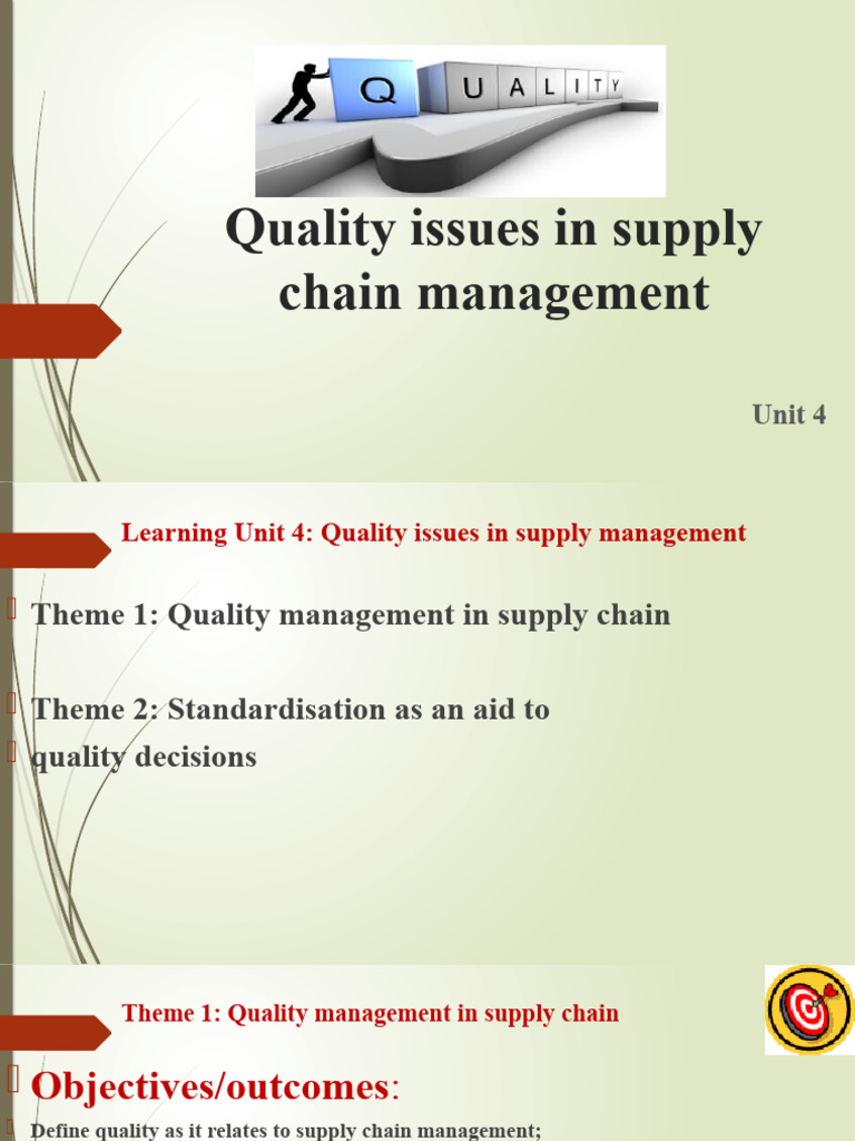 Learning Unit 4 - Quality Issues in Supply Chain Management | PDF ...