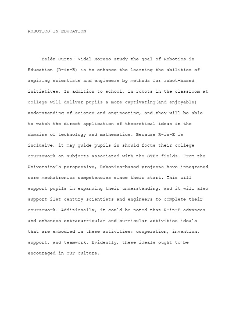 Robotics in Education-RRS | PDF | Robotics | Robot