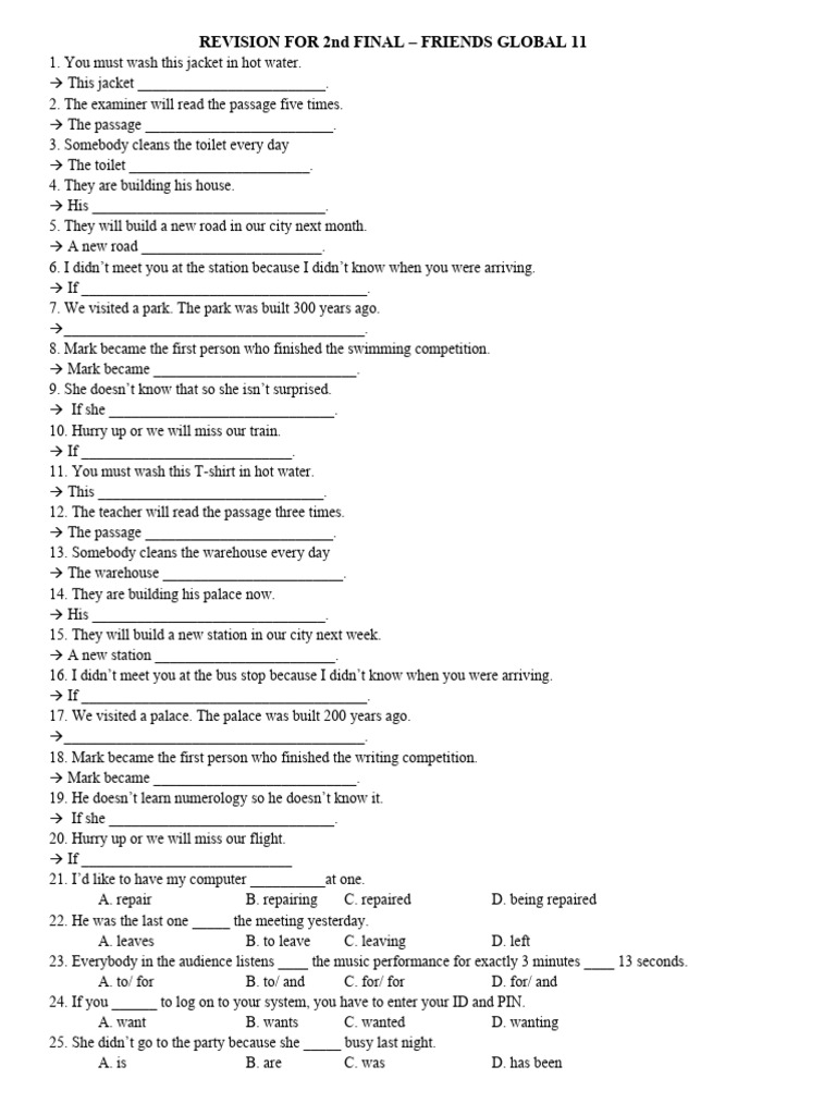 De On Tap Thi Hk2 k11 FG 2024 | PDF