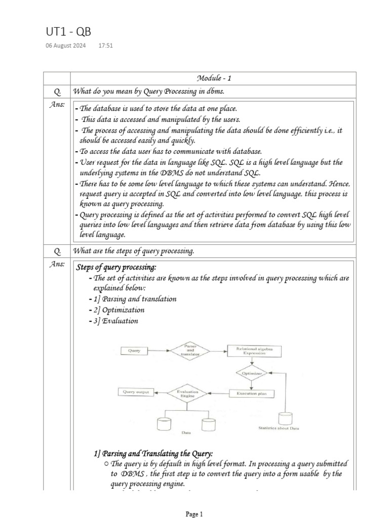 UT 1 QB Solution | PDF | Databases | Computer Data