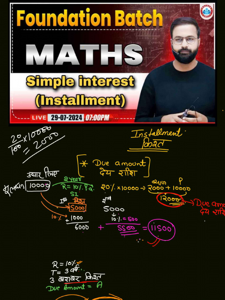 003 Maths Special Batch Simple Interest Installment Math | PDF