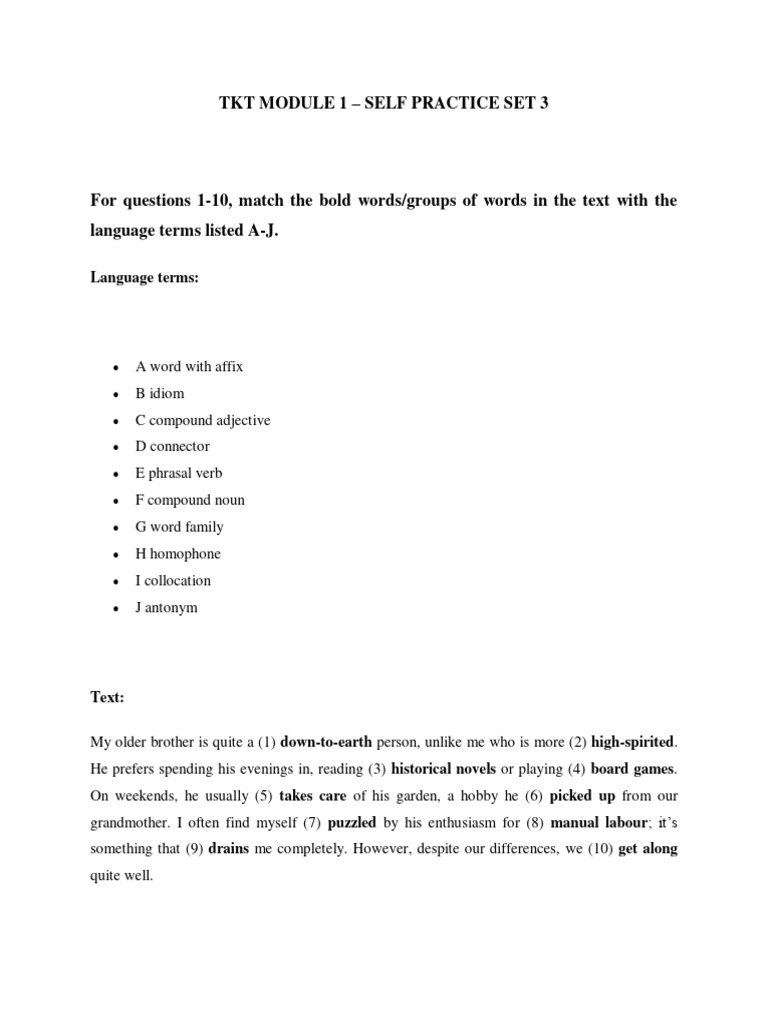 TKT Module 1 - Self Study Set 3 | PDF | Linguistics | Human Communication