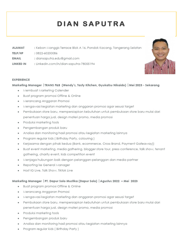 CV Dian Saputra | PDF