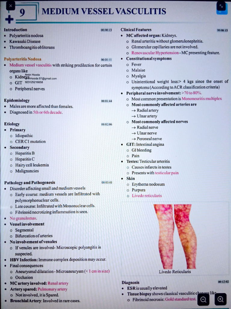 Medium Vessel Vasculitis Overview | PDF | Epidemiology | Immunology