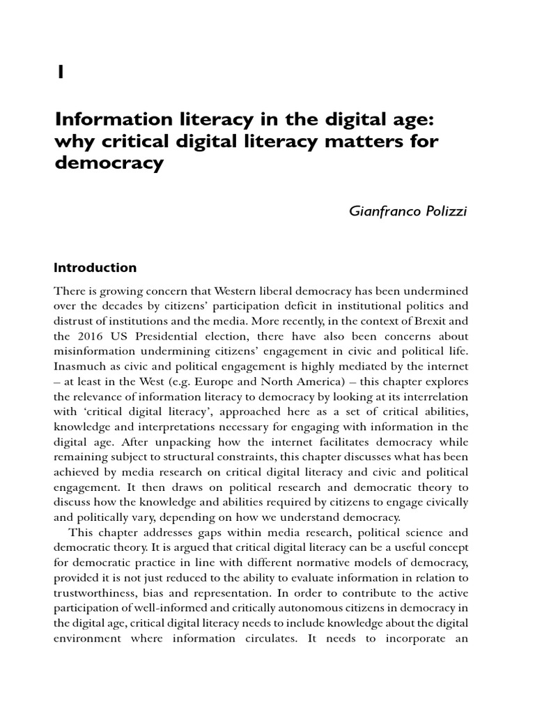 Polizzi Information Literacy in The Digital Age Published | PDF | Democracy | Political Ideologies