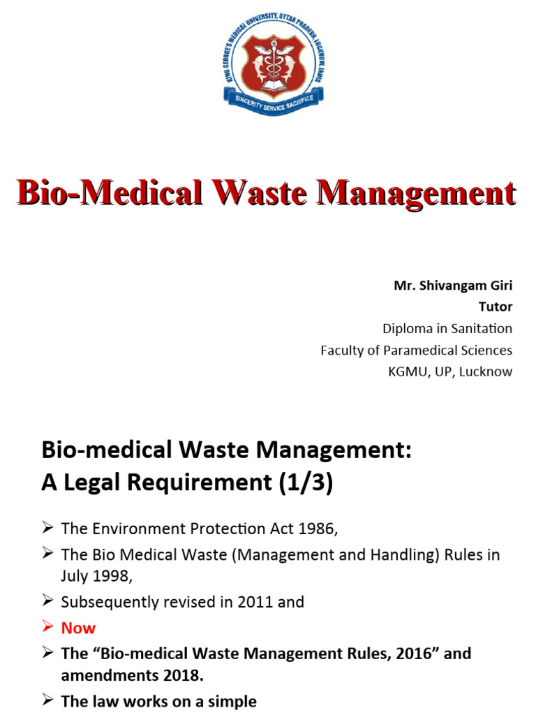 Bio-Medical Waste Rules Guide | PDF | Waste | Waste Management